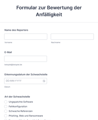Formular zur Bewertung der Anfälligkeit Formularvorlage | Jotform