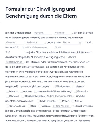 Formular zur Einwilligung und Genehmigung durch die Eltern ...