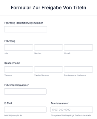 Formular Zur Freigabe Von Titeln Formularvorlage | Jotform
