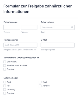 Formular zur Freigabe zahnärztlicher Informationen Formularvorlage ...