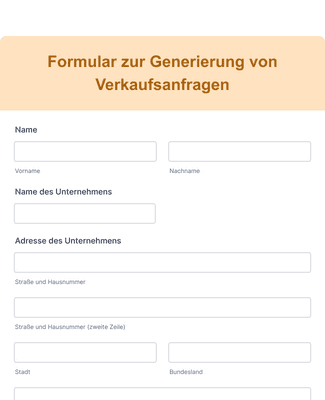 Formular zur Generierung von Verkaufsanfragen Formularvorlage | Jotform