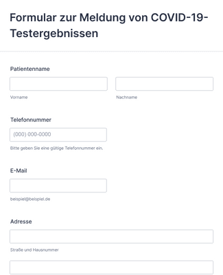 Formular zur Meldung von COVID-19-Testergebnissen Formularvorlage | Jotform