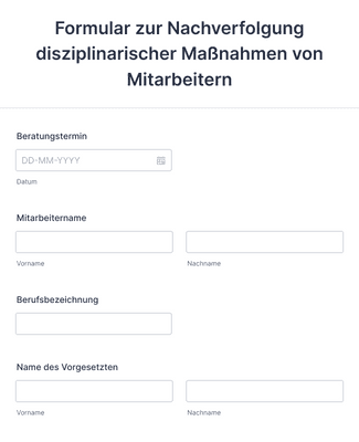 Formular zur Nachverfolgung disziplinarischer Maßnahmen von ...