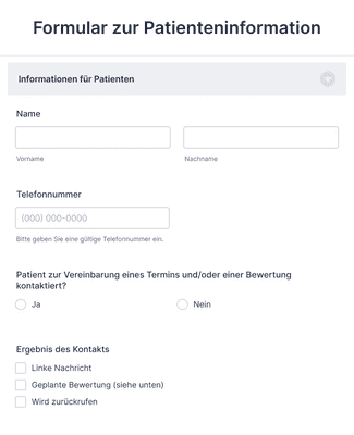 Formular zur Patienteninformation Formularvorlage | Jotform