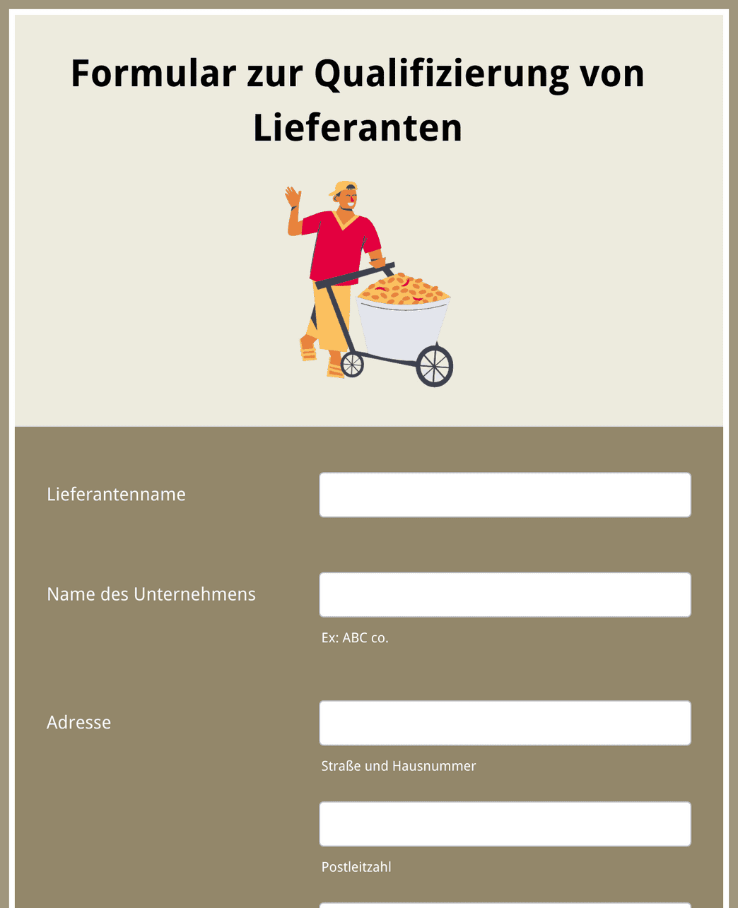 Formular zur Qualifizierung von Lieferanten Formularvorlage | Jotform
