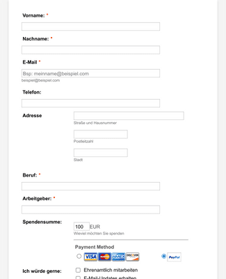 Formulargenerator | Spendenformular Formularvorlage | Jotform