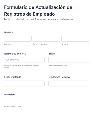 Formulario de Actualización de Registros de Empleado Plantilla de ...