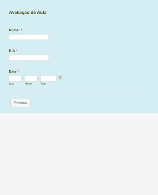 Formulário de Avaliação de Aula Modelo de Formulário | Jotform