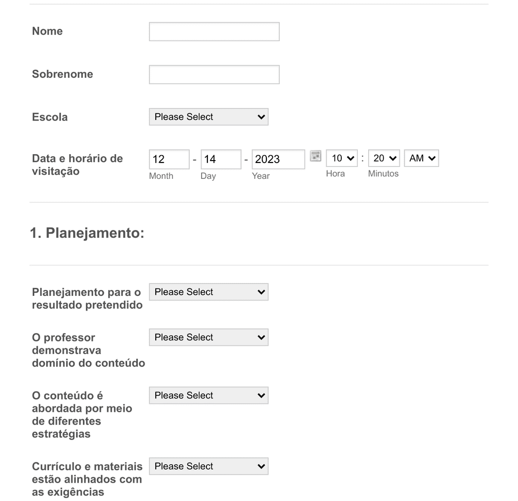 Formulário de Avaliação de Sala de Aula Modelo de Formulário | Jotform