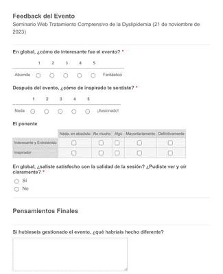 Formulario de Feedback de Seminario Web Plantilla de formulario | Jotform