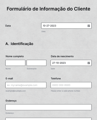 Formulário de Informação do Cliente Modelo de Formulário | Jotform