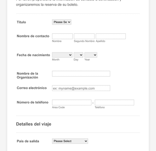 Formulario de información de viaje Plantilla de formulario | Jotform