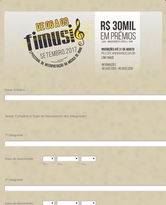 Formulário de interpretação musical Modelo de Formulário | Jotform