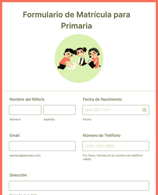 Formulario de Matrícula para Primaria Plantilla de formulario | Jotform