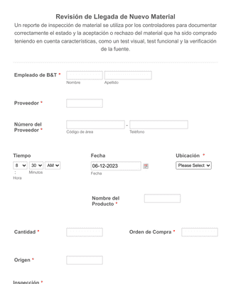 Formulario de Revisión de Material Plantilla de formulario | Jotform