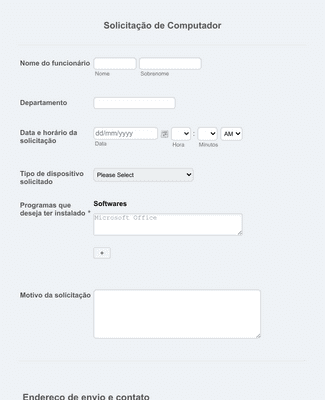 Formulário de Solicitação de Computador Modelo de Formulário | Jotform