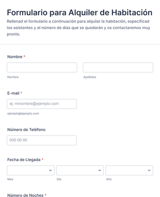 Formulario para Alquiler de Habitación Plantilla de formulario | Jotform
