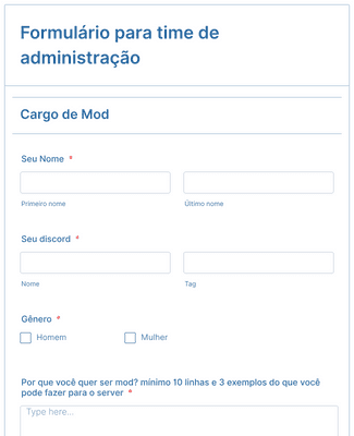 Formulário para MOD Form Template | Jotform