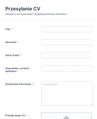 Formularz Aplikacji CV Szablon Formularza | Jotform