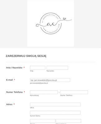 Formularz Zamówienia Fotografii Szablon Formularza | Jotform