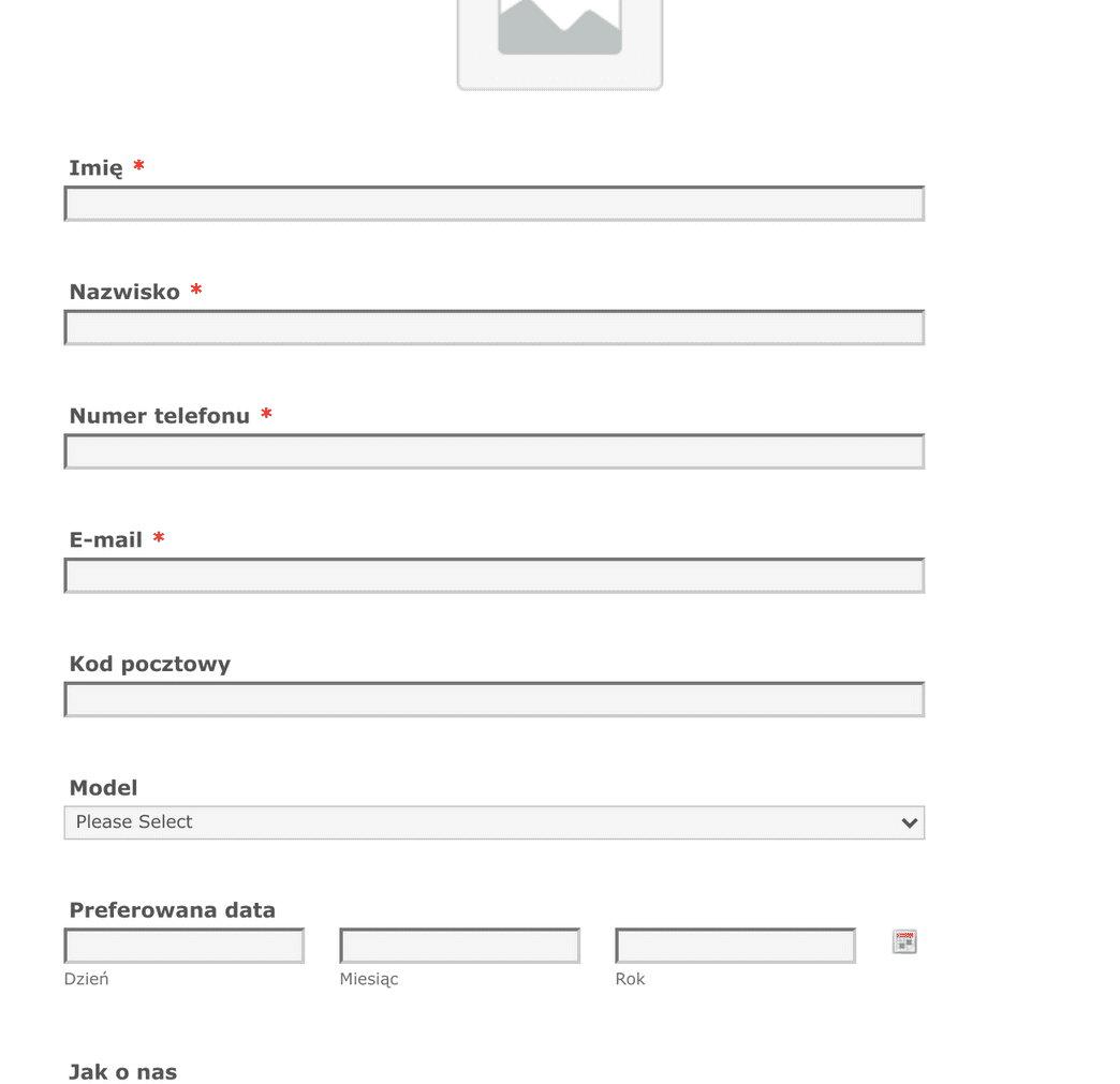 Formularz Prośby o Jazdę Próbną Szablon Formularza | Jotform