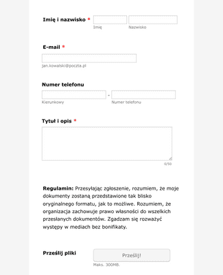 Formularz Przesyłania Zgłoszeń do Konkursu Szablon Formularza | Jotform