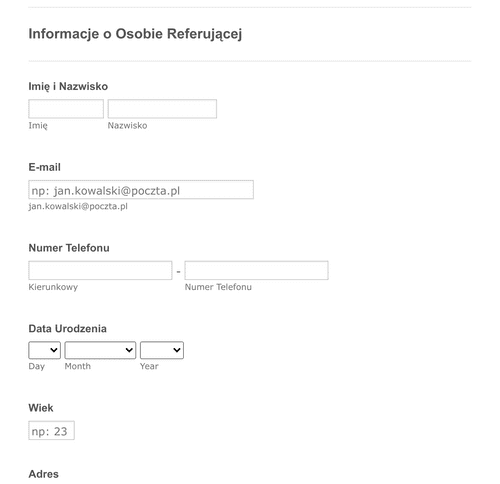 Formularz Referencji Szablon Formularza | Jotform