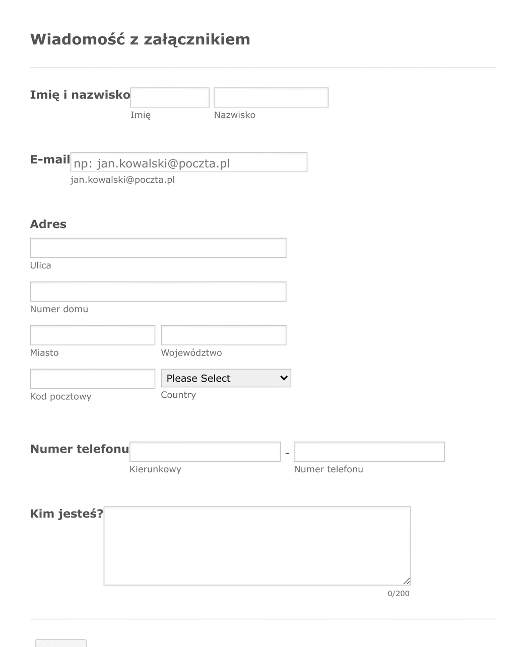 Formularz Wiadomości z Załącznikiem Szablon Formularza | Jotform