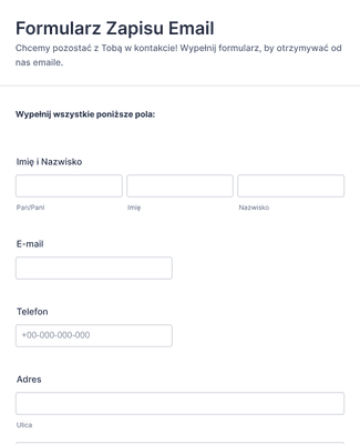 Formularz Zapisu Email Szablon Formularza | Jotform
