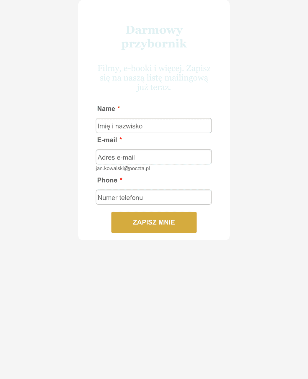 Formularz Zgody na Otrzymywanie Wiadomości E-mail Szablon Formularza ...