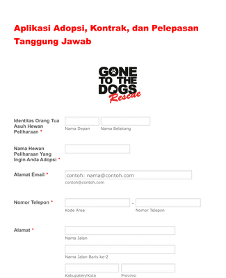Formulir Aplikasi Adopsi Anjing Template Formulir | Jotform