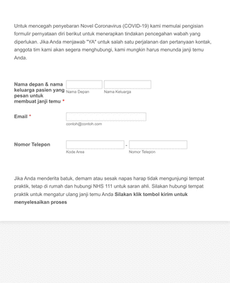 Formulir Deklarasi Diri Virus Corona Template Formulir | Jotform