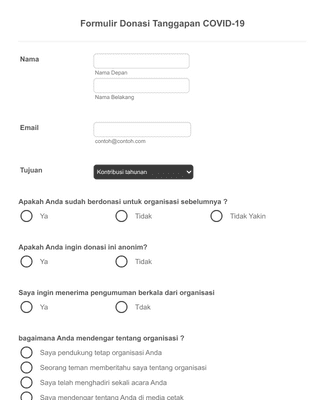 Formulir Donasi Tanggapan COVID-19 Template Formulir | Jotform