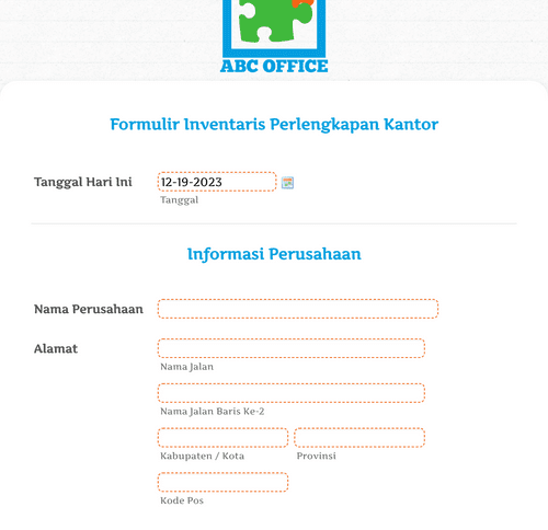 Formulir Inventaris Perlengkapan Kantor Template Formulir | Jotform