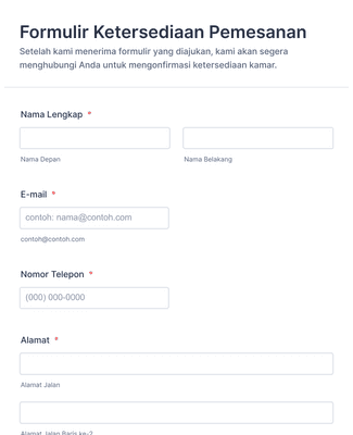 Formulir Reservasi Hotel Template Formulir | JotForm