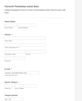 Formulir Pembelian Iklan Template Formulir | Jotform