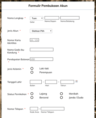 Formulir Pembukaan Rekening Template Formulir | JotForm