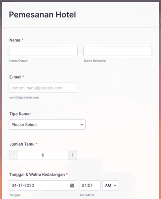 Formulir Pemesanan Hotel Template Formulir | Jotform