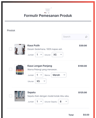 Formulir Pemesanan Produk Responsif Template Formulir | Jotform