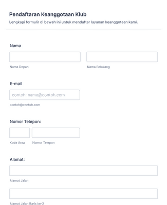 Formulir Pendaftaran Keanggotaan Klub Template Formulir | Jotform