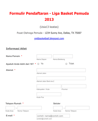 Formulir Pendaftaran Sepak Bola Template Formulir | JotForm
