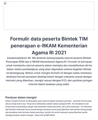 Formulir Pendaftaran Peserta BIMTEK EDM ERKAM Template Formulir | Jotform