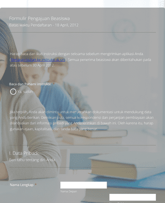 Formulir Pengajuan Beasiswa Template Formulir | Jotform
