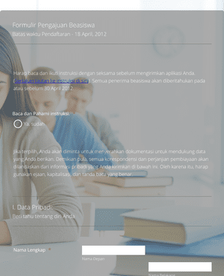 Formulir Pengajuan Beasiswa Template Formulir | JotForm