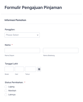 Formulir Pengajuan Pinjaman atau Kredit Template Formulir | JotForm