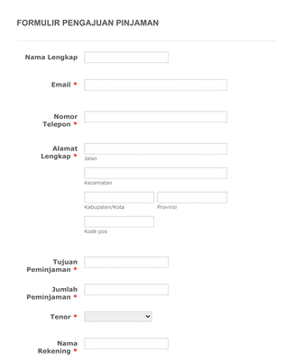 FORMULIR PENGAJUAN PINJAMAN Template Formulir | Jotform