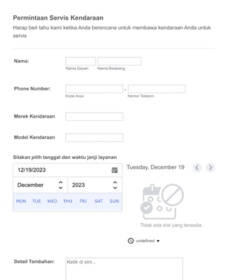 Formulir Permintaan Servis Kendaraan Template Formulir | Jotform