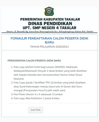 FORMULIR PPDB 2020 Template Formulir | Jotform