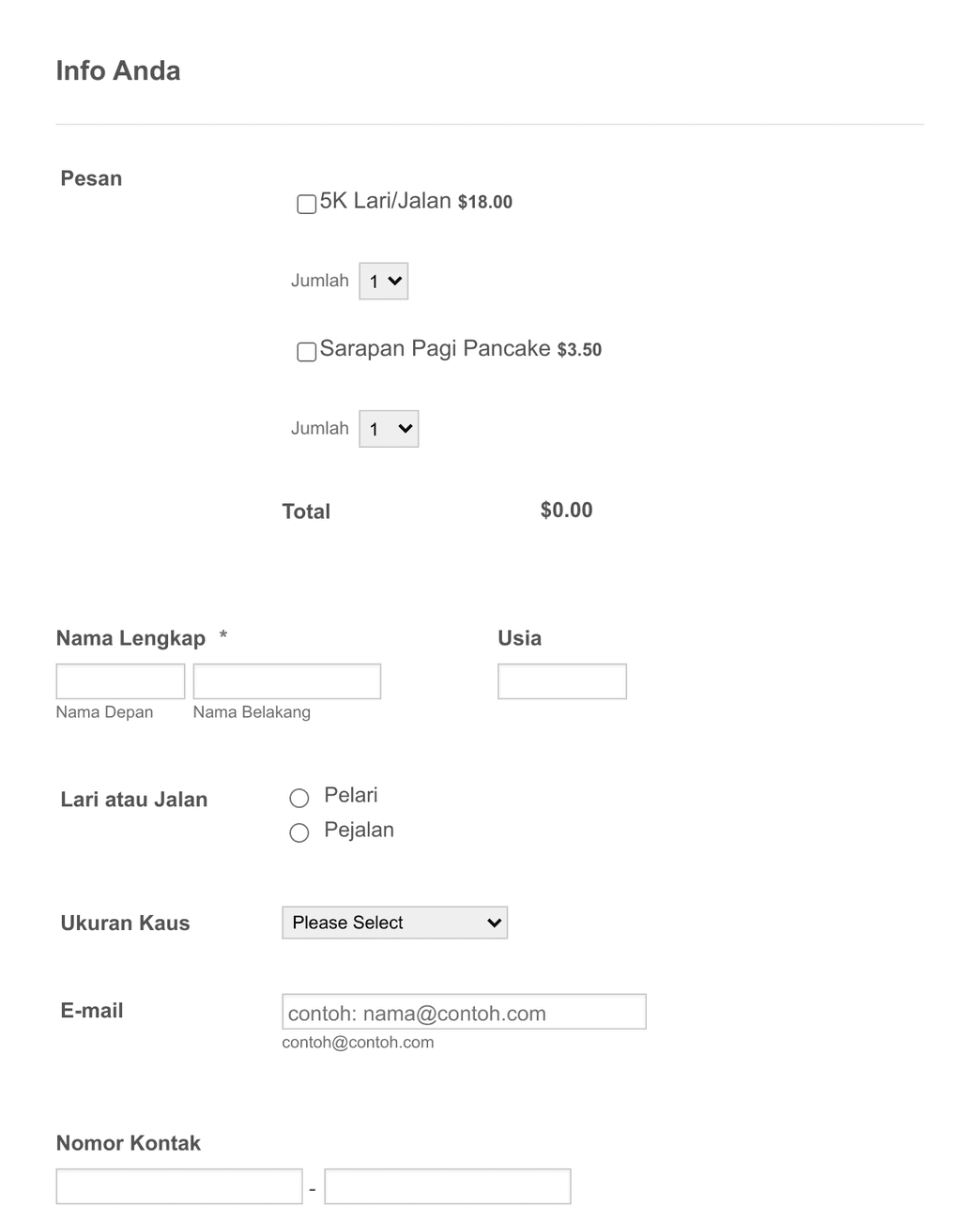 Formulir Registrasi Lari Gembira 5K Template Formulir | Jotform
