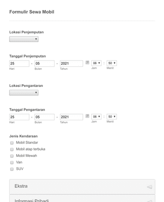 Formulir Sewa Mobil Template Formulir | JotForm